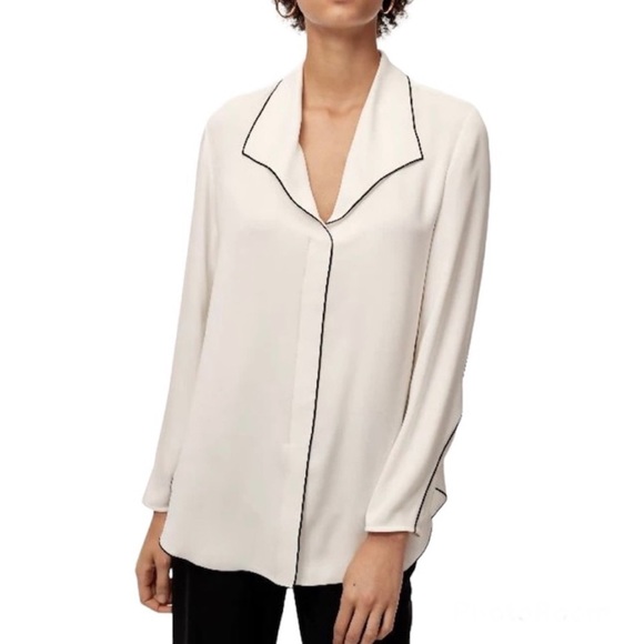 Aritzia | Tops | Aritzia Babaton Rena Long Sleeve Blouse In Espace ...